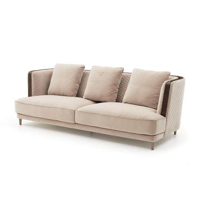 China Italian Luxury Sofa Set Living Room Furniture Sectional Wood Armrest Three Seater Couches Luxury Living Room Sofa for sale