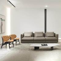 China Modern Bending Lounge Leisure Chair Comfortable Wood Legs and Pu Relax Dalma Chair Hotel Leather Chairs for sale
