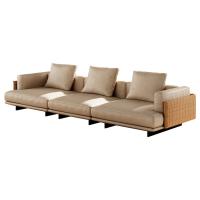 China Woven Leather Solid Wood Frame Sofa High Density Foam Metal Leg L Shape Sofa Set Nordic Furniture Living Room Sofas for sale