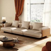 China Woven Leather Solid Wood Frame Sofa High Density Foam Metal Leg L Shape Sofa Set Nordic Furniture Living Room Sofas for sale