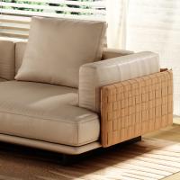 China Woven Leather Solid Wood Frame Sofa High Density Foam Metal Leg L Shape Sofa Set Nordic Furniture Living Room Sofas for sale