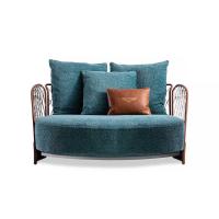 China Blue Italian Luxury Patio Furniture Garden Round Sofa Outdoor Loveseat Metal Modern Italian Round Outdoor Sofa for sale