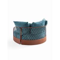 China Blue Italian Luxury Patio Furniture Garden Round Sofa Outdoor Loveseat Metal Modern Italian Round Outdoor Sofa for sale