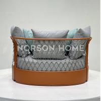 China Blue Italian Luxury Patio Furniture Garden Round Sofa Outdoor Loveseat Metal Modern Italian Round Outdoor Sofa for sale