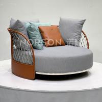 China Blue Italian Luxury Patio Furniture Garden Round Sofa Outdoor Loveseat Metal Modern Italian Round Outdoor Sofa for sale