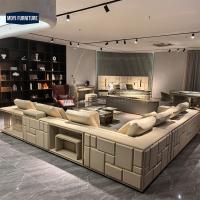 China Italian High End Living Room Sofa Set Furniture Premium Sectional l Shape Leather Luxury Sofa Set for Villa for sale