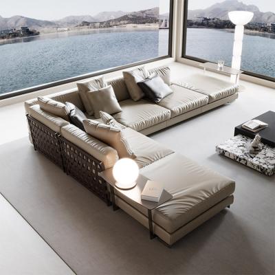 China Italian Modern Villa Hotel Leather Velvet Recliner Corner Couch Living Room L Shape Sofas for Home Luxury for sale