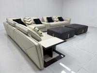 China MOYI Luxury Modern High Quality Leather Fabric Luxury Capri Simple Living Room Sofa Villa Living Room Furniture for sale