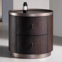 China Latest Design Light Luxury White Leather Hotel Bedroom Solid Oak Nightstand Modern Bed Side Table for sale