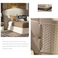 China New Style Modern Luxury Villa Leather Bed With Nightstand Double Bed King Size Luxury King Bedroom Set Furniture King Bed Frame for sale