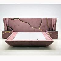 China Modern Luxury Stainless Steel Home Furniture Queen Bed with Unique Design for Villa Master Bedroom for sale