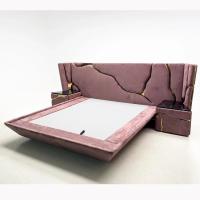 China Modern Luxury Stainless Steel Home Furniture Queen Bed with Unique Design for Villa Master Bedroom for sale