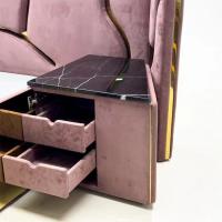 China Modern Luxury Stainless Steel Home Furniture Queen Bed with Unique Design for Villa Master Bedroom for sale