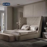 China MOYI Italy Modern Style Microfiber Leather Bed Room king Size Furniture Big Velvet Head Boards Brown Diamond Double king Bed for sale