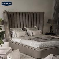 China MOYI Italy Modern Style Microfiber Leather Bed Room king Size Furniture Big Velvet Head Boards Brown Diamond Double king Bed for sale
