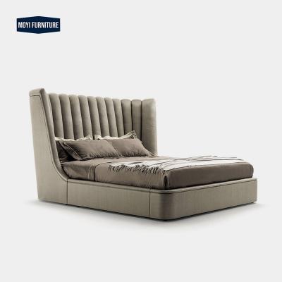 China MOYI Italy Modern Style Microfiber Leather Bed Room king Size Furniture Big Velvet Head Boards Brown Diamond Double king Bed for sale