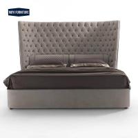 China Italian Minimalist Light Luxury Leather Double Bed Modern Simple Designer Creative Small Bedroom Cowhide Wedding Bed for sale