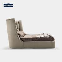 China Italian Minimalist Light Luxury Leather Double Bed Modern Simple Designer Creative Small Bedroom Cowhide Wedding Bed for sale