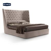 China Italian Minimalist Light Luxury Leather Double Bed Modern Simple Designer Creative Small Bedroom Cowhide Wedding Bed for sale
