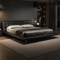 China MOYI Leather Modern Double Design Wooden Queen Set Classic Luxury king Size Bed for sale