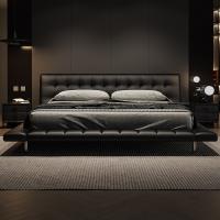 China MOYI Leather Modern Double Design Wooden Queen Set Classic Luxury king Size Bed for sale