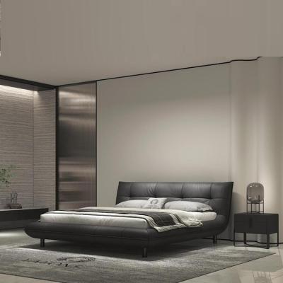 China MOYI Leather Modern Double Design Wooden Queen Set Classic Luxury king Size Bed for sale