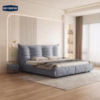 China MOYI King Wooden for Room Set Furniture Leather Upholstered  Velvet Queen Luxury Velvet Full Size Platform king Bed for sale