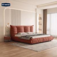 China MOYI King Wooden for Room Set Furniture Leather Upholstered  Velvet Queen Luxury Velvet Full Size Platform king Bed for sale