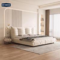 China MOYI King Wooden for Room Set Furniture Leather Upholstered  Velvet Queen Luxury Velvet Full Size Platform king Bed for sale