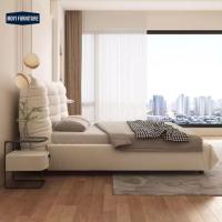 China MOYI King Wooden for Room Set Furniture Leather Upholstered  Velvet Queen Luxury Velvet Full Size Platform king Bed for sale