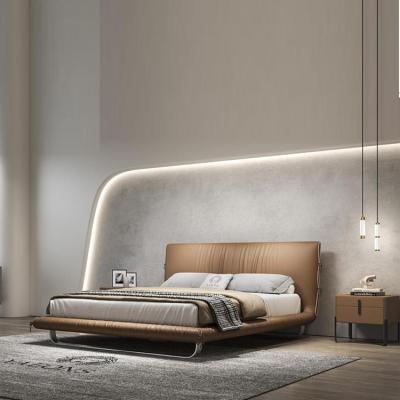 China MOYI luxury platform furniture full size bedroom modern luxury queen double up-holstered  beds frame king size bed for sale