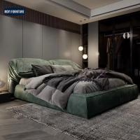 China MOYI Velvet Modern Super Upholstered Full Bedroom Furniture Set Luxury king Size Nordic Frame Double Tatami Velvet Bed for sale