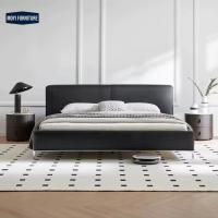 China MOYI Furniture Bedroom Minimalist Modern Leather  Platform Luxury Super king Size Room Set Luxury Frame Queens Bed for sale
