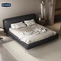China MOYI Furniture Bedroom Minimalist Modern Leather  Platform Luxury Super king Size Room Set Luxury Frame Queens Bed for sale