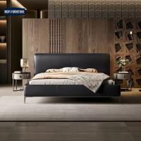 China MOYI Furniture Bedroom Minimalist Modern Leather  Platform Luxury Super king Size Room Set Luxury Frame Queens Bed for sale
