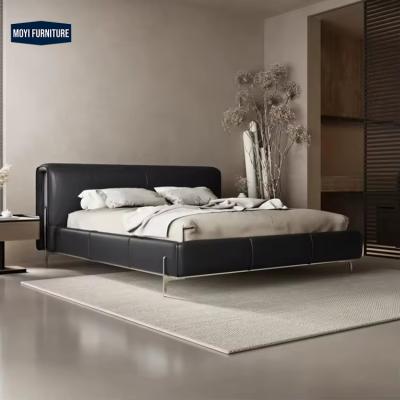 China MOYI Furniture Bedroom Minimalist Modern Leather  Platform Luxury Super king Size Room Set Luxury Frame Queens Bed for sale