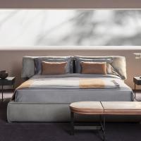 China Modern Upholstered Modern King Size Double Beds Italian Design Bedroom Fabric Leather Furnitures Casablanca Down Filling Bed for sale