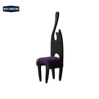China France Black Solid Wood Dining Chair Home Furniture Unique Backrest Design Retro Wool Cushion Wood Dining Chair for Dining Room for sale