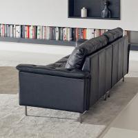 China Modern Luxury 3-Seater Leather Sofa Armrest French Retro Style for Hotel Lobby Villa School Reception Sectional Furniture for sale