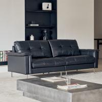 China Modern Luxury 3-Seater Leather Sofa Armrest French Retro Style for Hotel Lobby Villa School Reception Sectional Furniture for sale