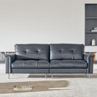 China Modern Luxury 3-Seater Leather Sofa Armrest French Retro Style for Hotel Lobby Villa School Reception Sectional Furniture for sale