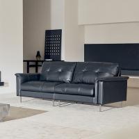 China Modern Luxury 3-Seater Leather Sofa Armrest French Retro Style for Hotel Lobby Villa School Reception Sectional Furniture for sale