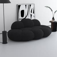 China Nordic Minimalism Living Room Furniture Sofa Set Vacuum Compressed Floor Lounge Couch Black Lamb Boucle Fabric Cloud Sofa for sale