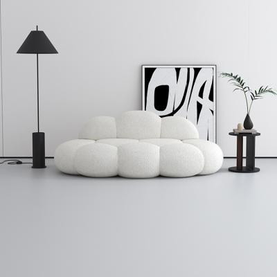 China Nordic Minimalism Living Room Furniture Sofa Set Vacuum Compressed Floor Lounge Couch Black Lamb Boucle Fabric Cloud Sofa for sale