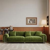 China 2025 Factory Sale French Minimalist Vintage Chenille Fabric Sofa Green Cream Breeze Living Room Creative Module Sofa Loveseat for sale
