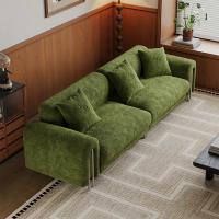 China 2025 Factory Sale French Minimalist Vintage Chenille Fabric Sofa Green Cream Breeze Living Room Creative Module Sofa Loveseat for sale