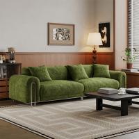 China 2025 Factory Sale French Minimalist Vintage Chenille Fabric Sofa Green Cream Breeze Living Room Creative Module Sofa Loveseat for sale