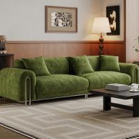 China 2025 Factory Sale French Minimalist Vintage Chenille Fabric Sofa Green Cream Breeze Living Room Creative Module Sofa Loveseat for sale