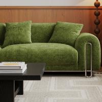 China 2025 Factory Sale French Minimalist Vintage Chenille Fabric Sofa Green Cream Breeze Living Room Creative Module Sofa Loveseat for sale