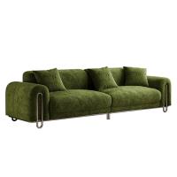 China 2025 Factory Sale French Minimalist Vintage Chenille Fabric Sofa Green Cream Breeze Living Room Creative Module Sofa Loveseat for sale
